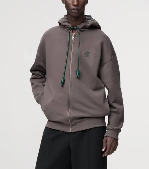 Loewe Anagram Cotton-blend Hoodie - Grey