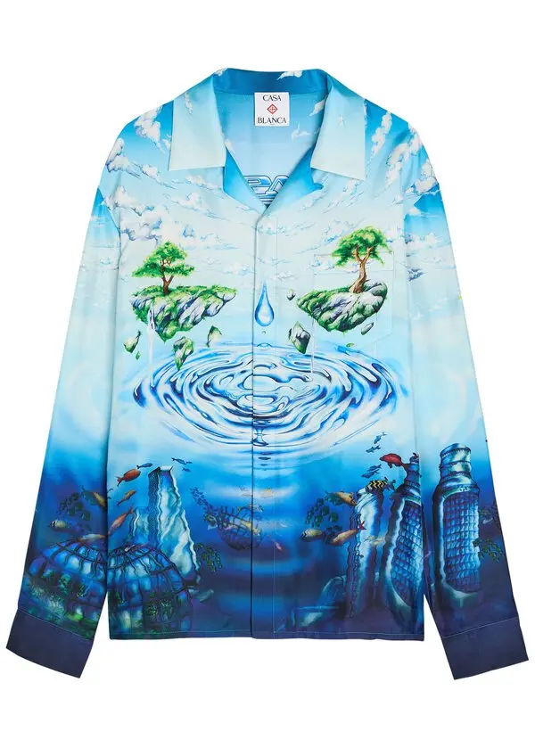 Casablanca Lost Atlantis Printed Silk Shirt