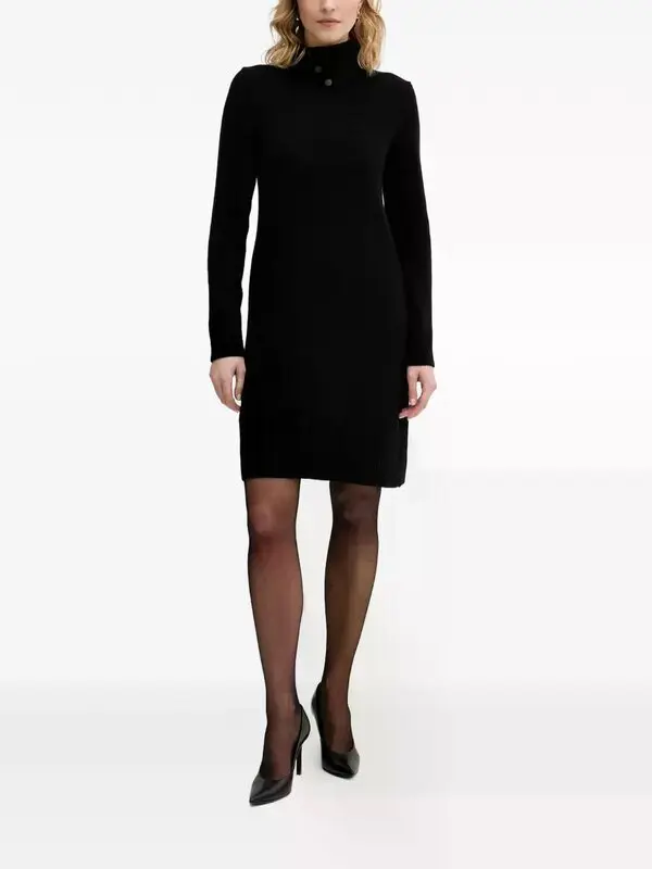 BENETTON Knitted Turtleneck Midi Dress - Black