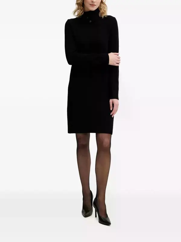 BENETTON Knitted Turtleneck Midi Dress - Black