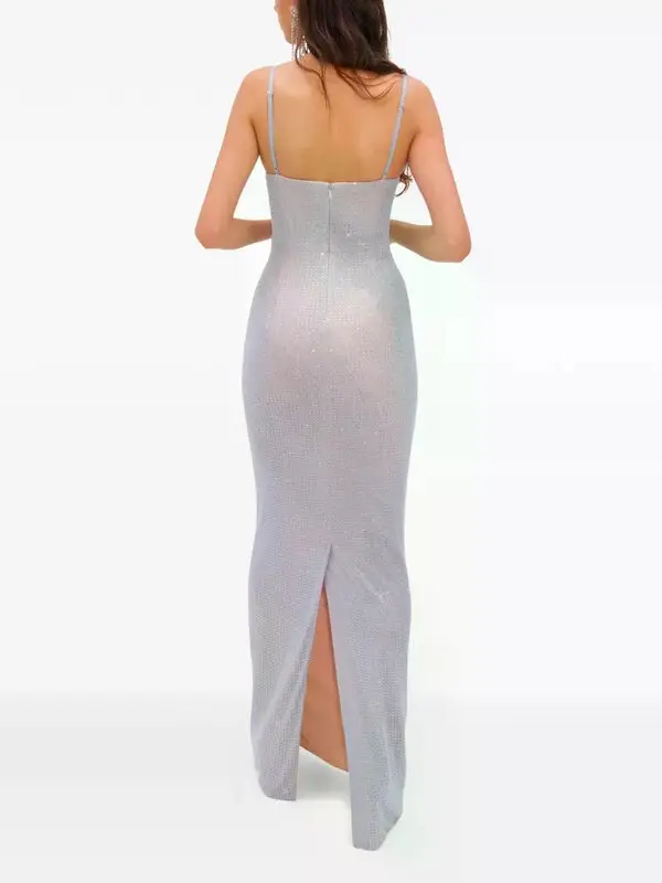 AREA Hotfix Embellishment Maxi Dress - Blue