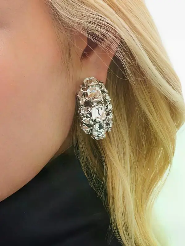 AREA Crystal Embellished Hoop Earrings