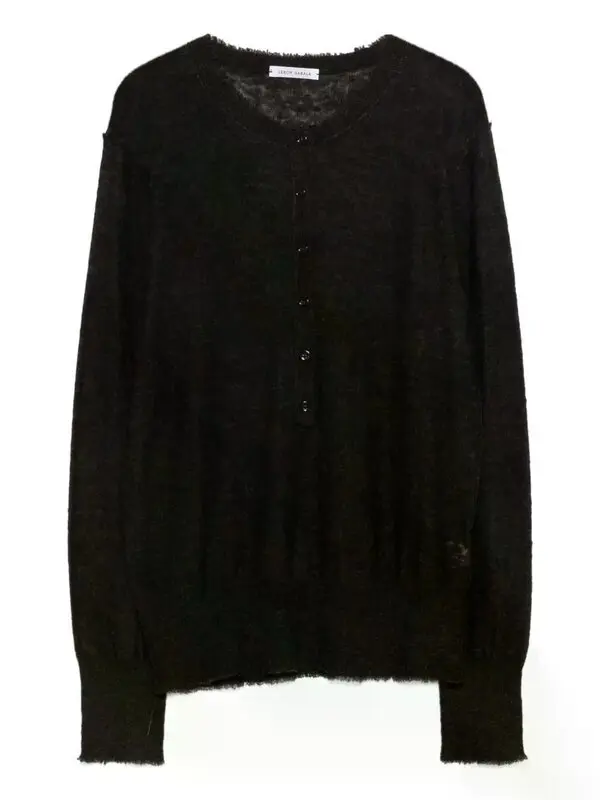 LEBOR GABALA Button Fastening Crew Neck Long Sleeve Top