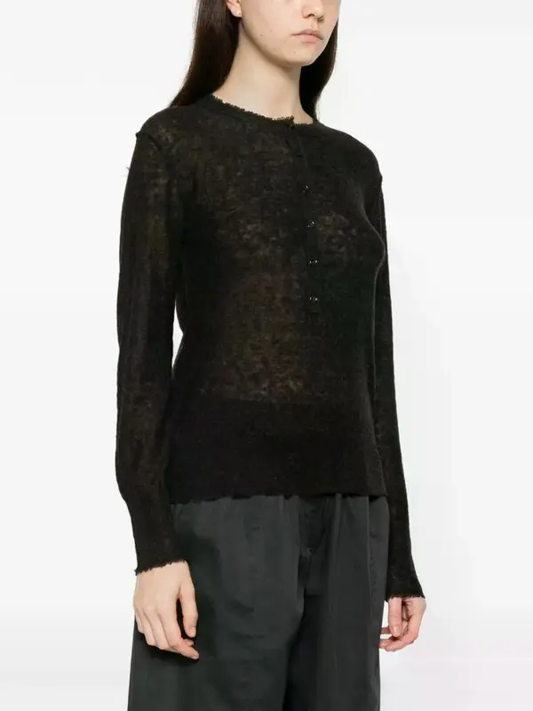 LEBOR GABALA Button Fastening Crew Neck Long Sleeve Top