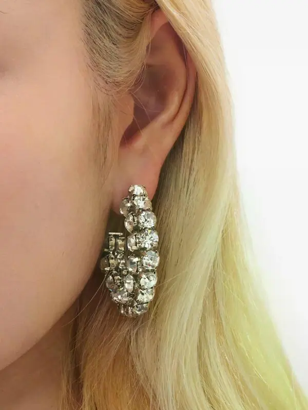 AREA Crystal Embellished Hoop Earrings