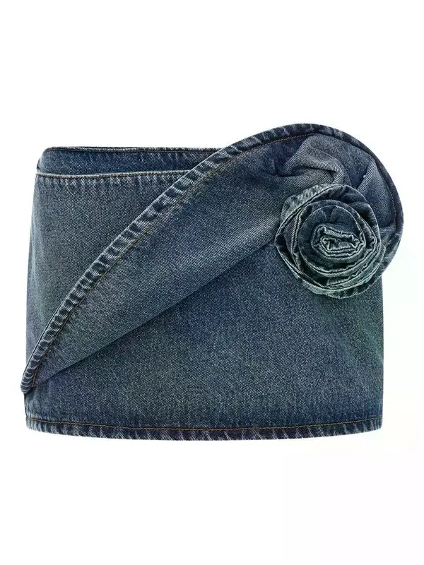 Magda Butrym Draped Floral Denim Mini Skirt