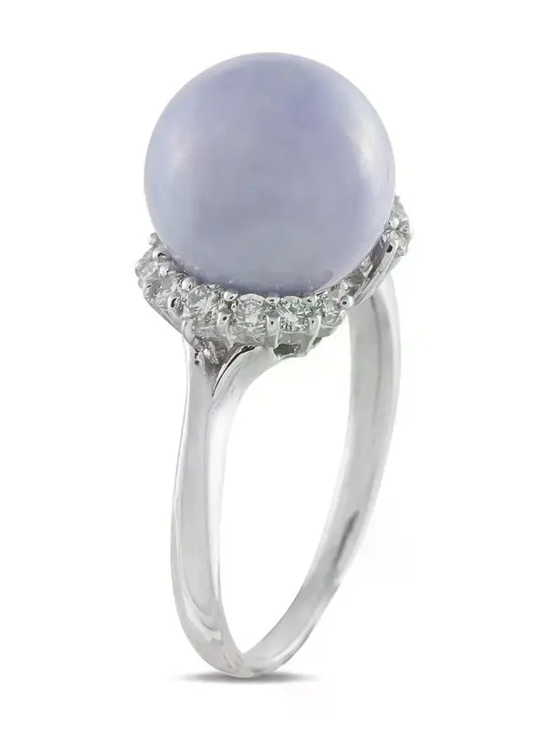 LB EXCLUSIVE Diamond And Lavender Jade Ring In Platinum - Silver