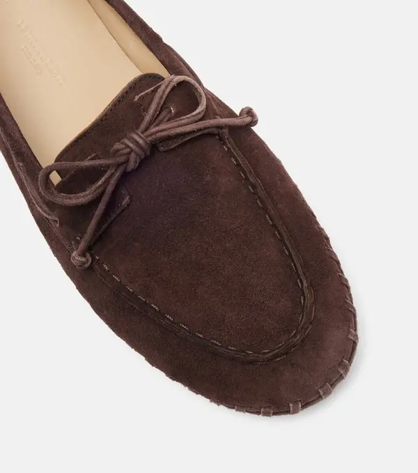 Le Monde Beryl Embroidered Suede Loafers - Brown