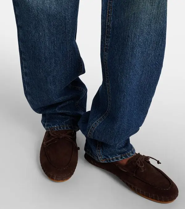 Le Monde Beryl Embroidered Suede Loafers - Brown