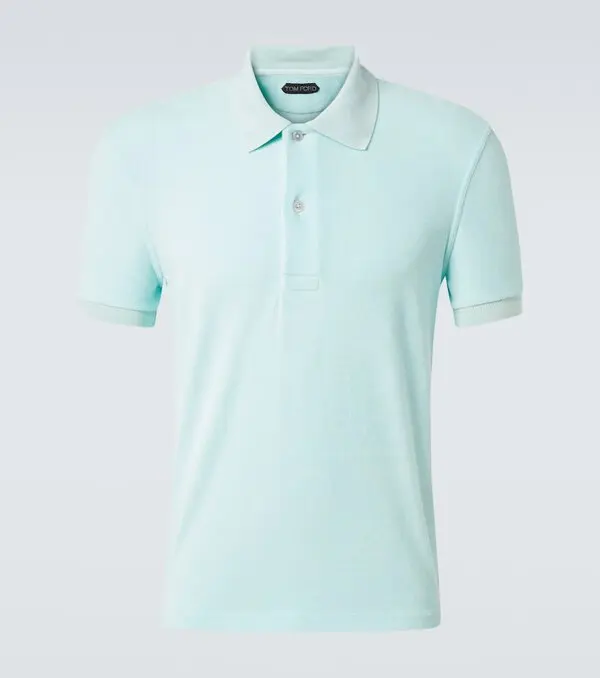 TOM FORD Cotton-blend Terry Polo Shirt - Blue