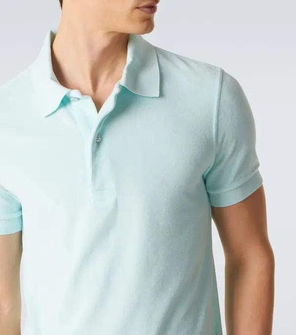 TOM FORD Cotton-blend Terry Polo Shirt - Blue