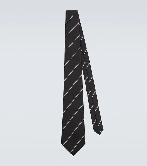 Saint Laurent Striped Silk Twill Tie