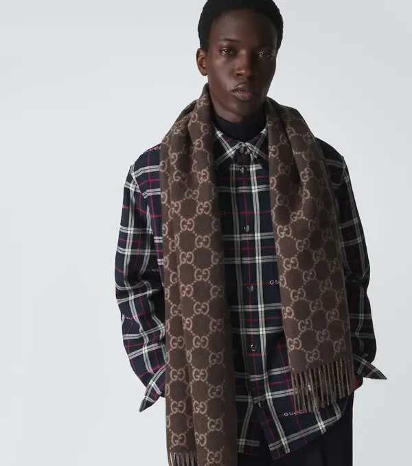 Gucci Gg Fringed Cashmere Scarf