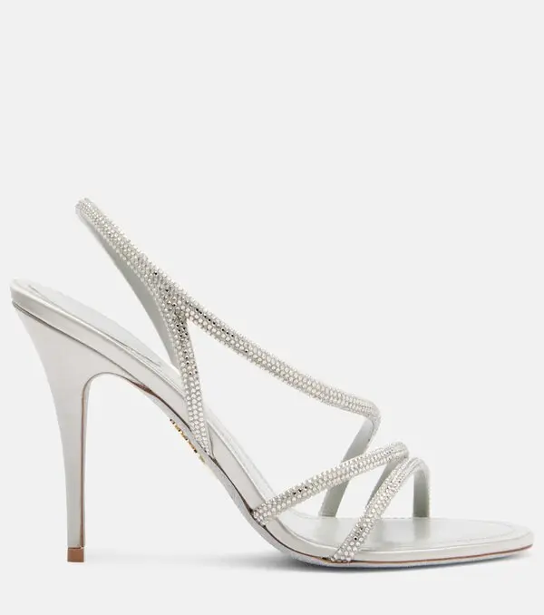 Rene Caovilla Crystal-embellished Satin Heeled Sandals