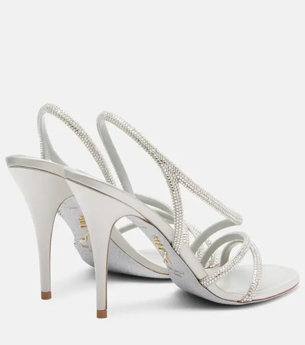 Rene Caovilla Crystal-embellished Satin Heeled Sandals