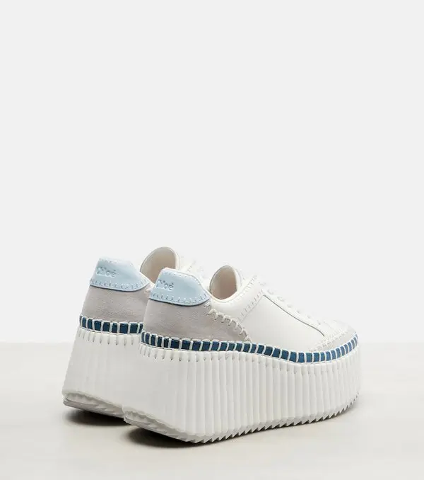 Chloé Leather Platform Sneakers - Blue