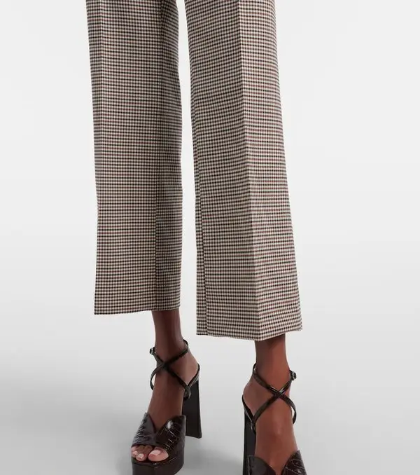 Etro Checked Wool-blend Cropped Flared Pants