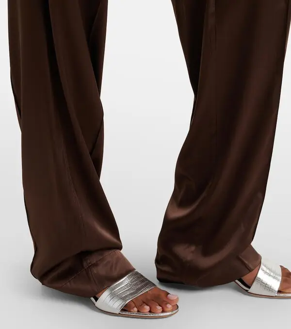 TOM FORD 55 Metallic Leather Mules - Silver