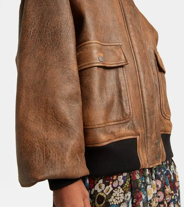 Khaite Sandor Shearling-trimmed Leather Jacket - Brown