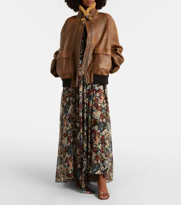 Khaite Sandor Shearling-trimmed Leather Jacket - Brown