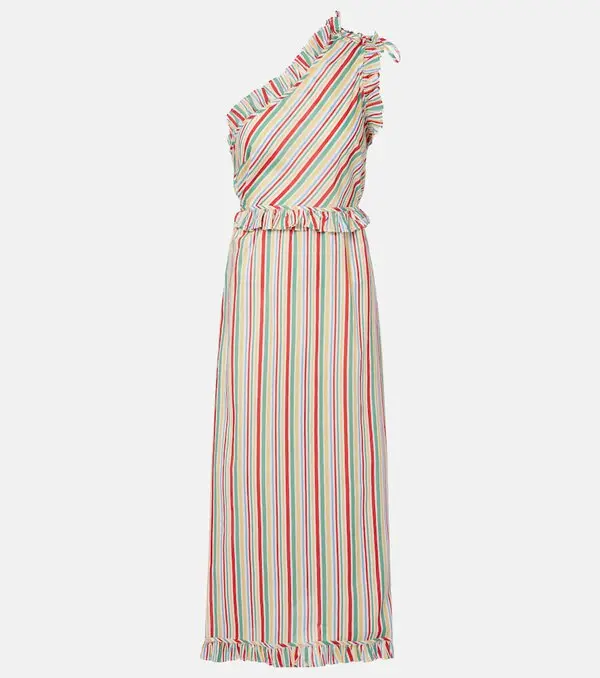 Rixo Arabelle Striped Cotton Midi Dress