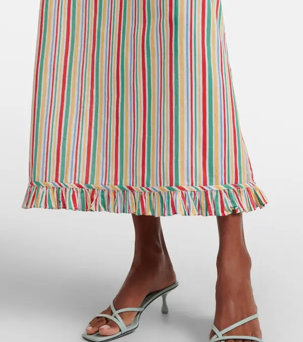 Rixo Arabelle Striped Cotton Midi Dress
