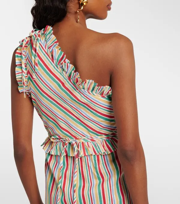 Rixo Arabelle Striped Cotton Midi Dress
