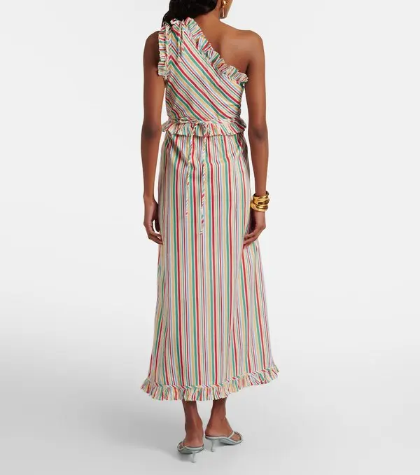 Rixo Arabelle Striped Cotton Midi Dress