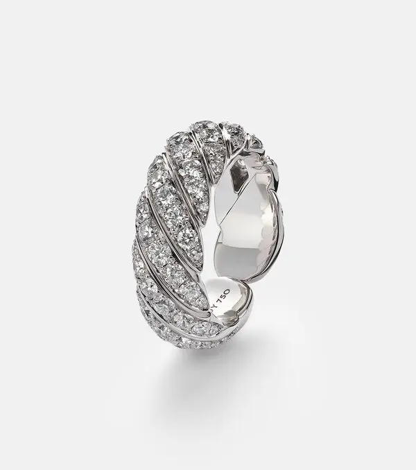 David Yurman Sculpted Cable 18kt White Gold And Diamond Ring - Silver