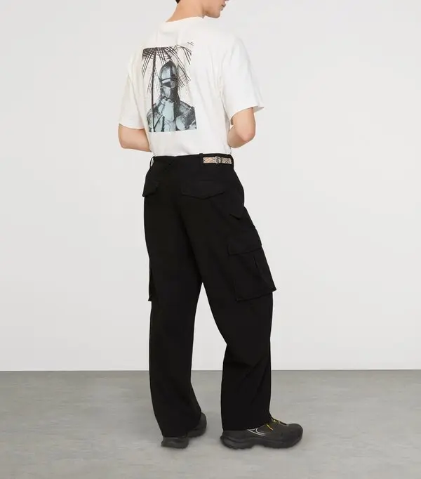 Burberry Cotton Cargo Trousers With Check Belt
