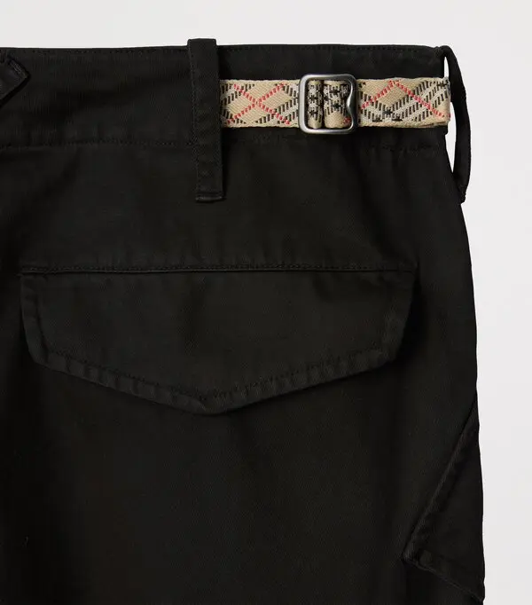 Burberry Cotton Cargo Trousers With Check Belt