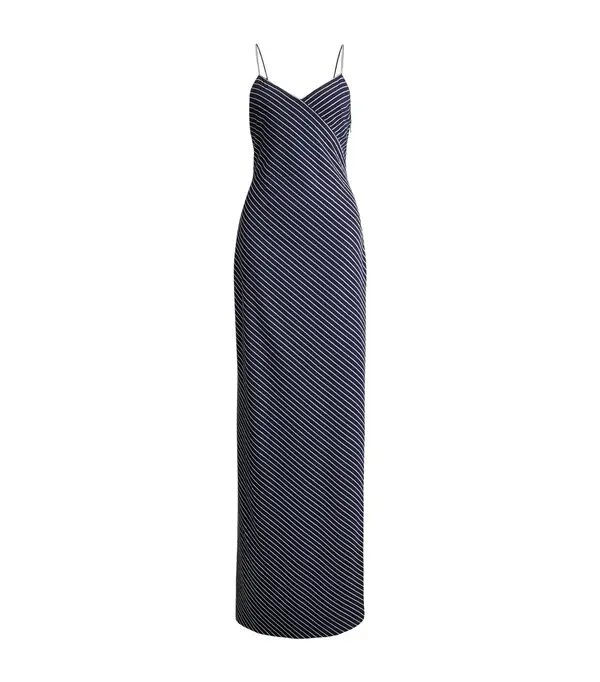 Ralph Lauren Wool Stripe Maxi Dress - Navy