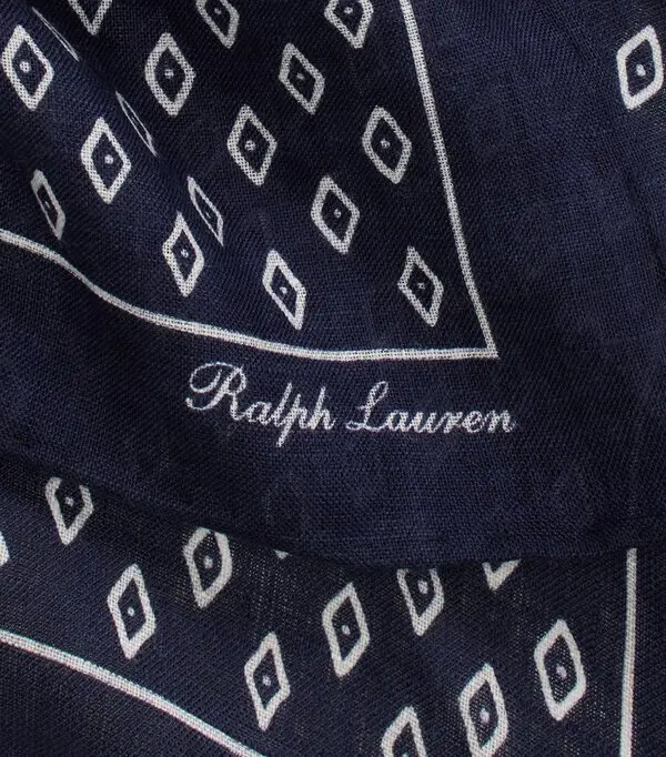 Ralph Lauren Linen Art Deco Neckerchief - Navy