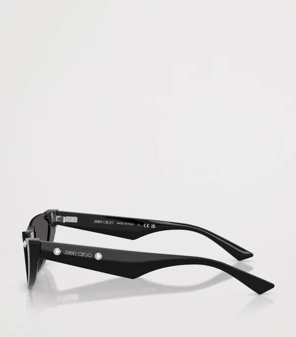 JIMMY CHOO Oval Sunglasses With Studded Detailing - Black