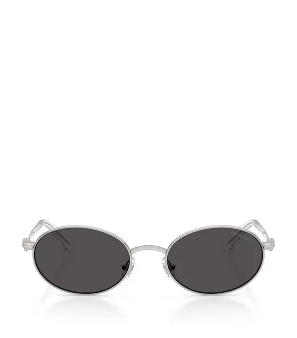 SWAROVSKI Oval Embellished Sunglasses - Silver