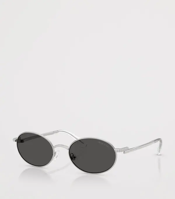 SWAROVSKI Oval Embellished Sunglasses - Silver