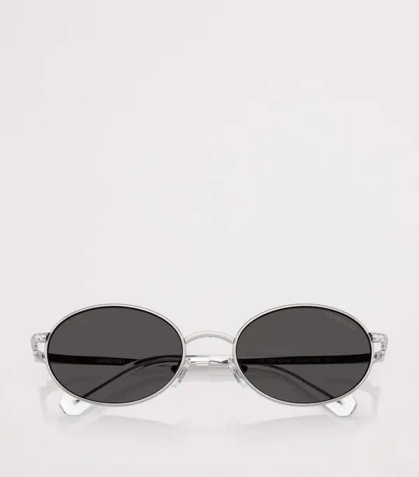 SWAROVSKI Oval Embellished Sunglasses - Silver