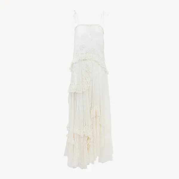 Chloé Embroidered Lace Long Dress - Iconic Milk