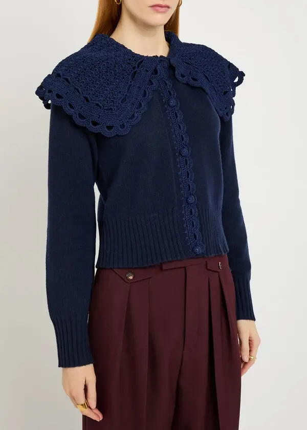 Erdem Crochet Collar Wool-blend Cardigan