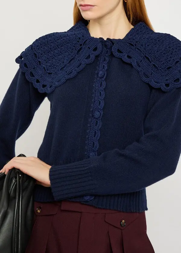 Erdem Crochet Collar Wool-blend Cardigan
