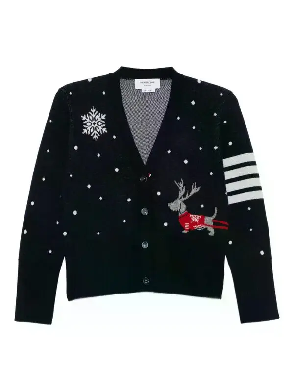 Thom Browne Reindeer Intarsia Jacquard Cardigan