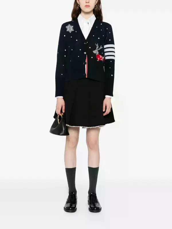 Thom Browne Reindeer Intarsia Jacquard Cardigan