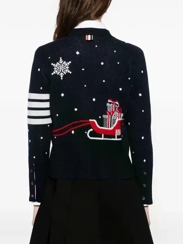 Thom Browne Reindeer Intarsia Jacquard Cardigan