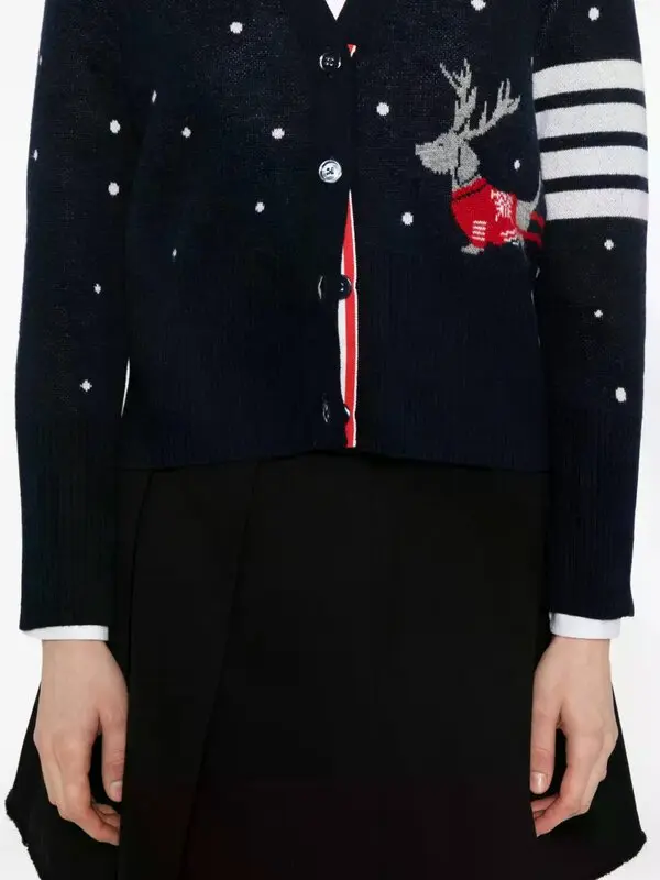 Thom Browne Reindeer Intarsia Jacquard Cardigan