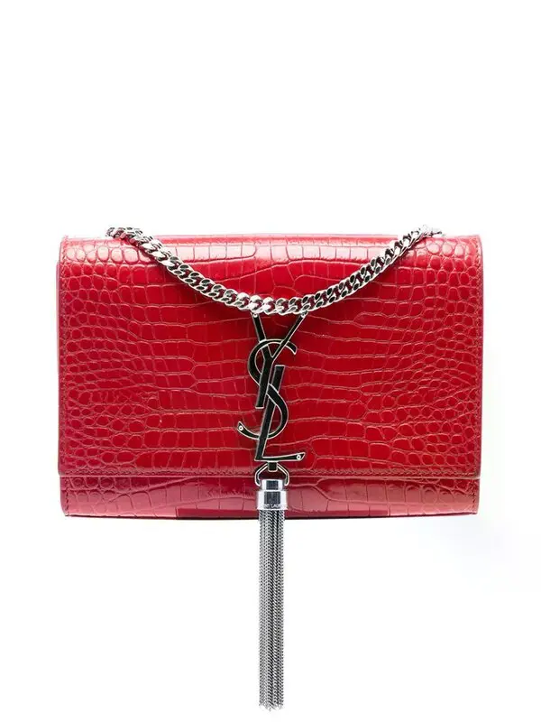 Saint Laurent 2019 Small Embossed Leather Kate Tassel Crossbody Bag - Red