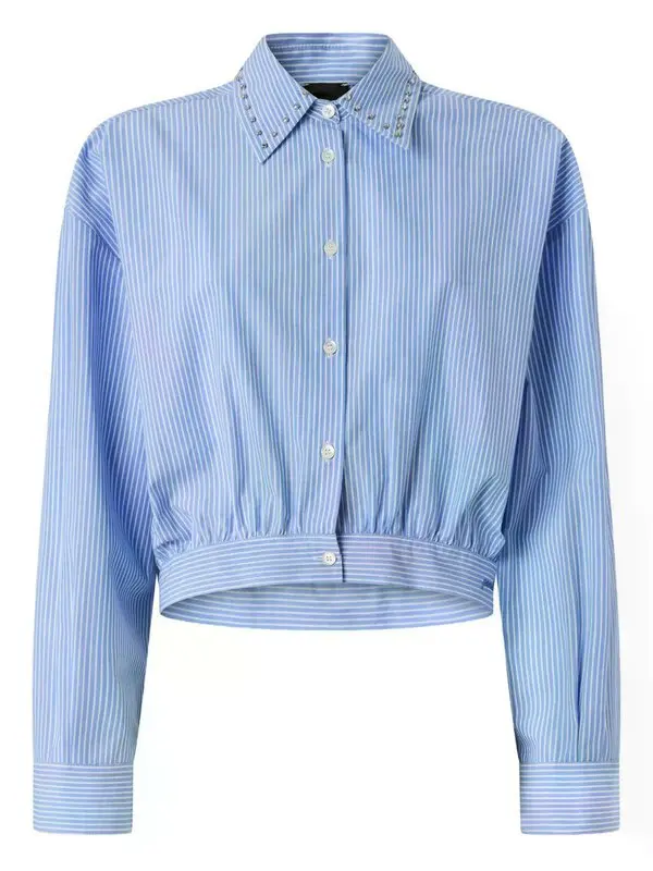 Pinko Striped Embellished Cropped Shirt