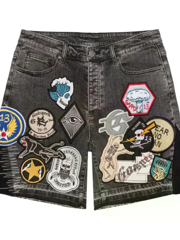 GODSPEED V2 Patchwork Denim Shorts - Grey