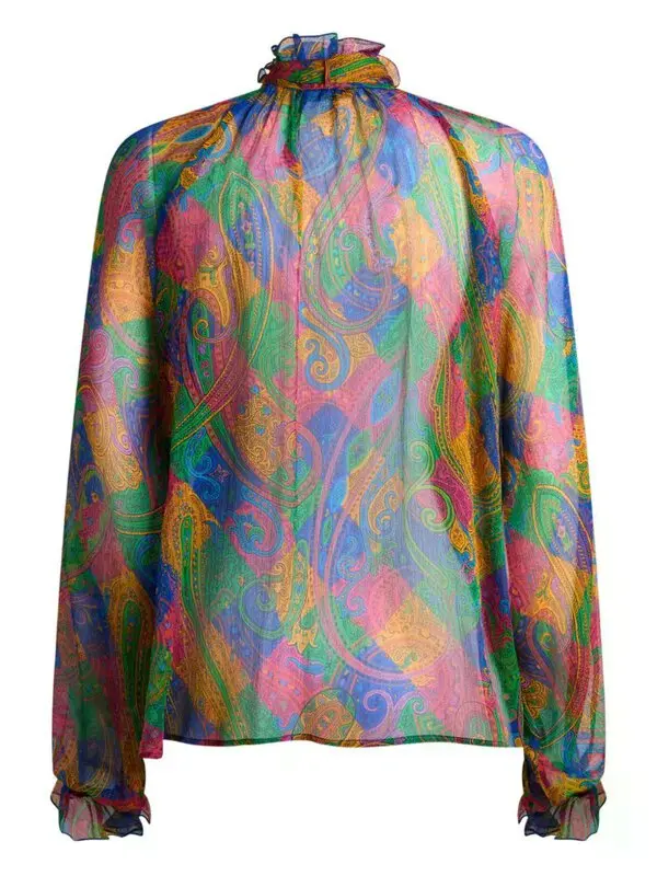 Etro Geometric Paisley Silk Top