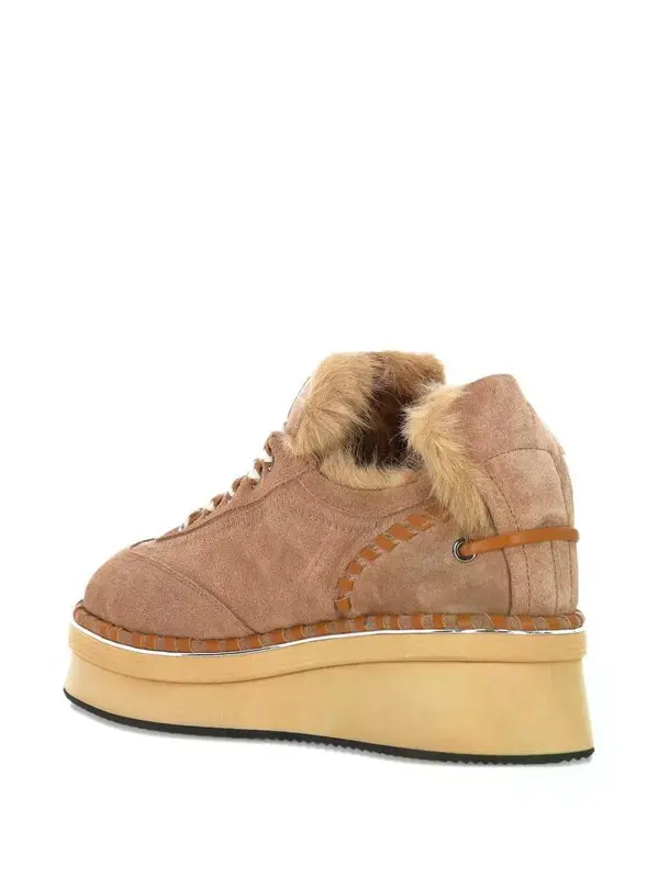 ELVIO ZANON Platform Sneakers With Faux-fur Trim
