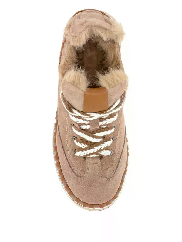 ELVIO ZANON Platform Sneakers With Faux-fur Trim